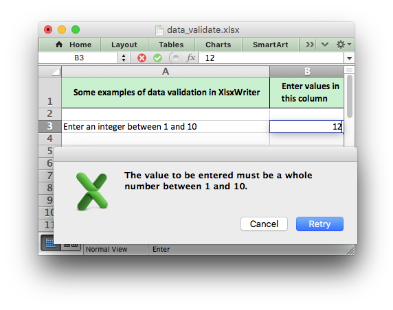 Libxlsxwriter Working With Data Validation